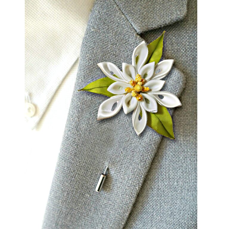Edelweiss Wedding Boutonniere – Custom Lapel Pin, Men’s Flower Lapel ...
