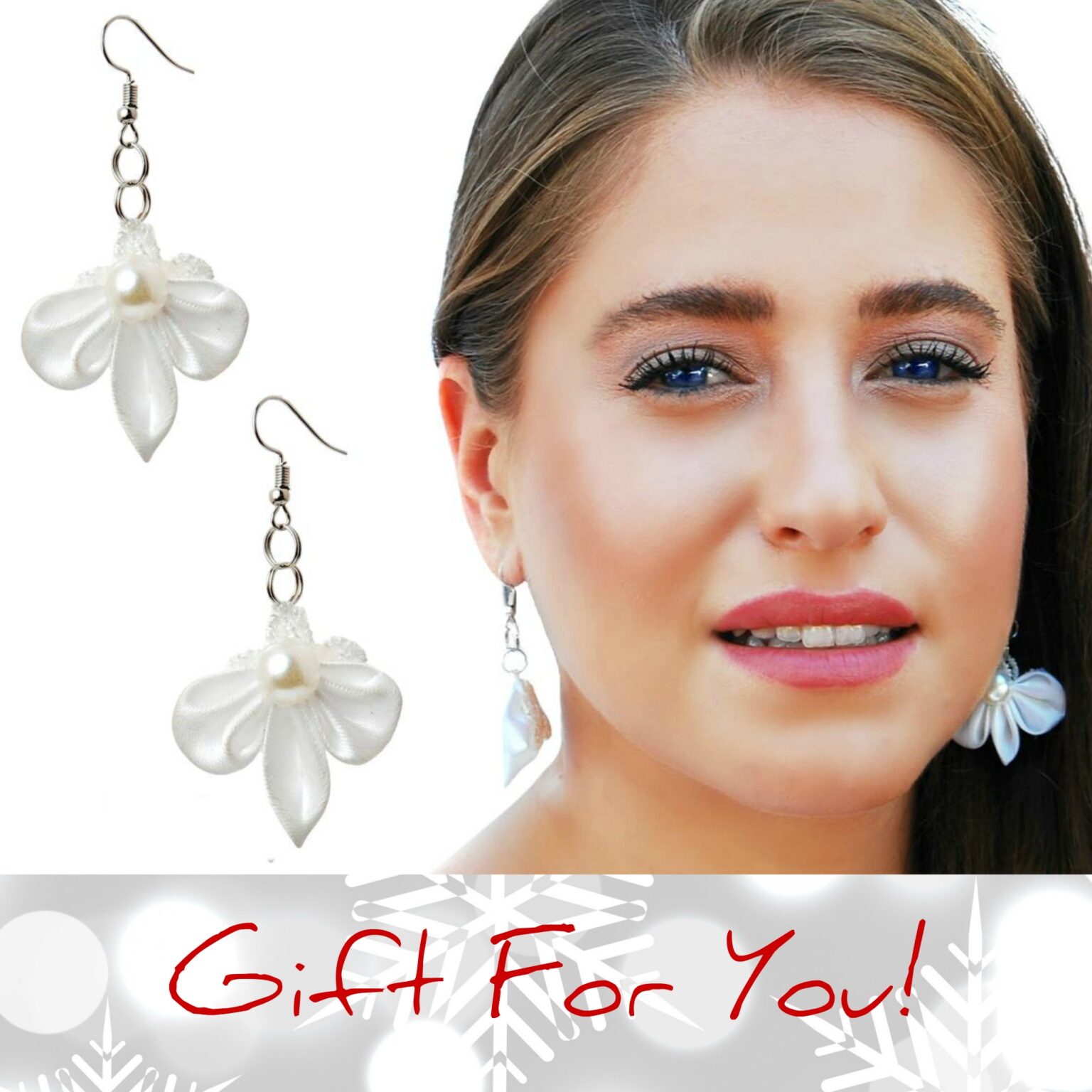 White Dangle Wedding Earrings Nickel Free, Bridal Flower Earrings ...