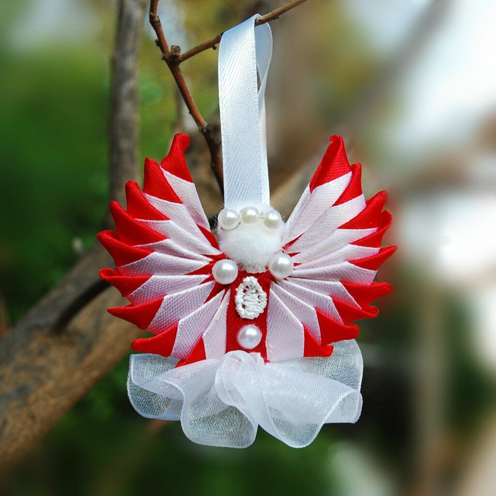 Angel ornament red white, Angel figurine Christmas tree decoration ...