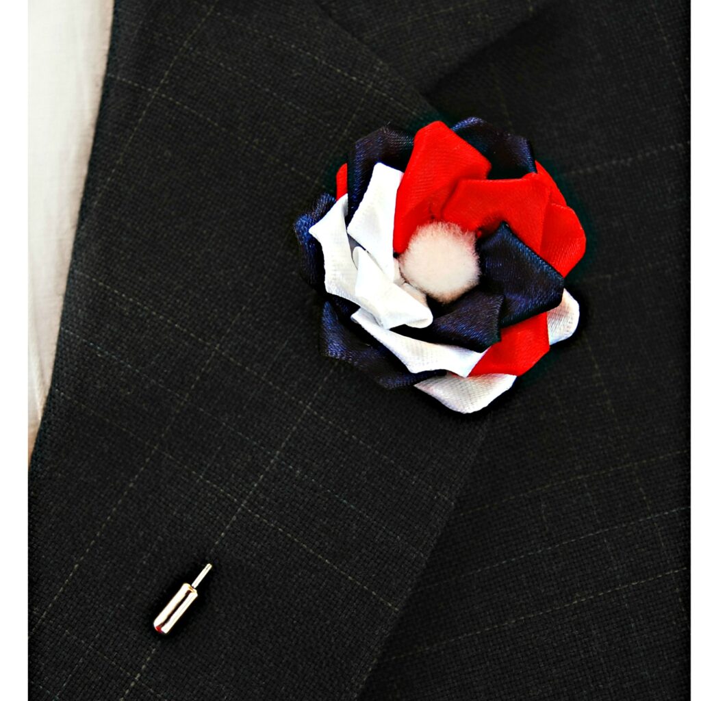 Red Blue White Lapel Pin – Kanzashi Flower Independence Lapel Brooch ...
